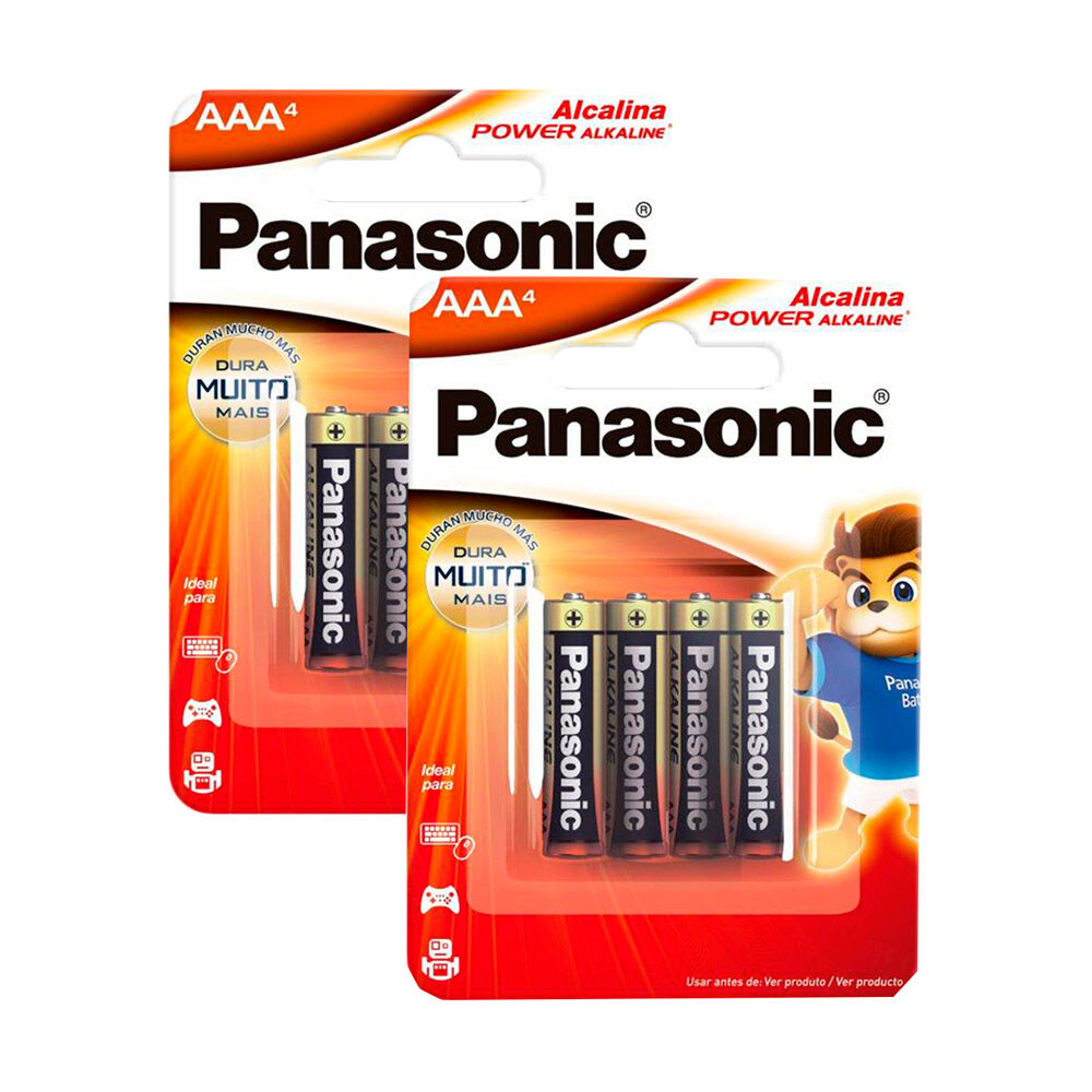 Kit 2 Pilha Panasonic Alcalina AAA Power Alkaline Palito 4 Unidades ...