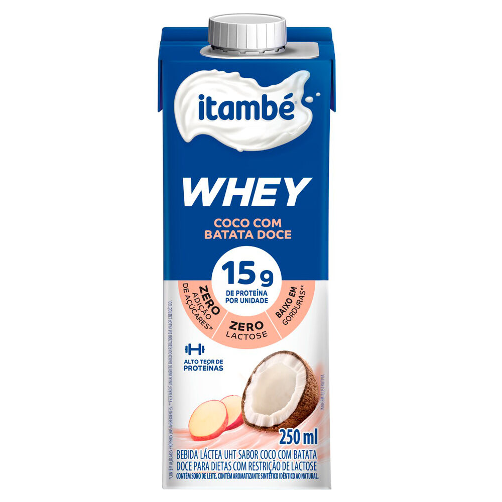 Bebida Láctea UHT Itambé Whey com 15g de Proteína Sabor Coco com Batata Doce 250ml - Drogaria Araujo