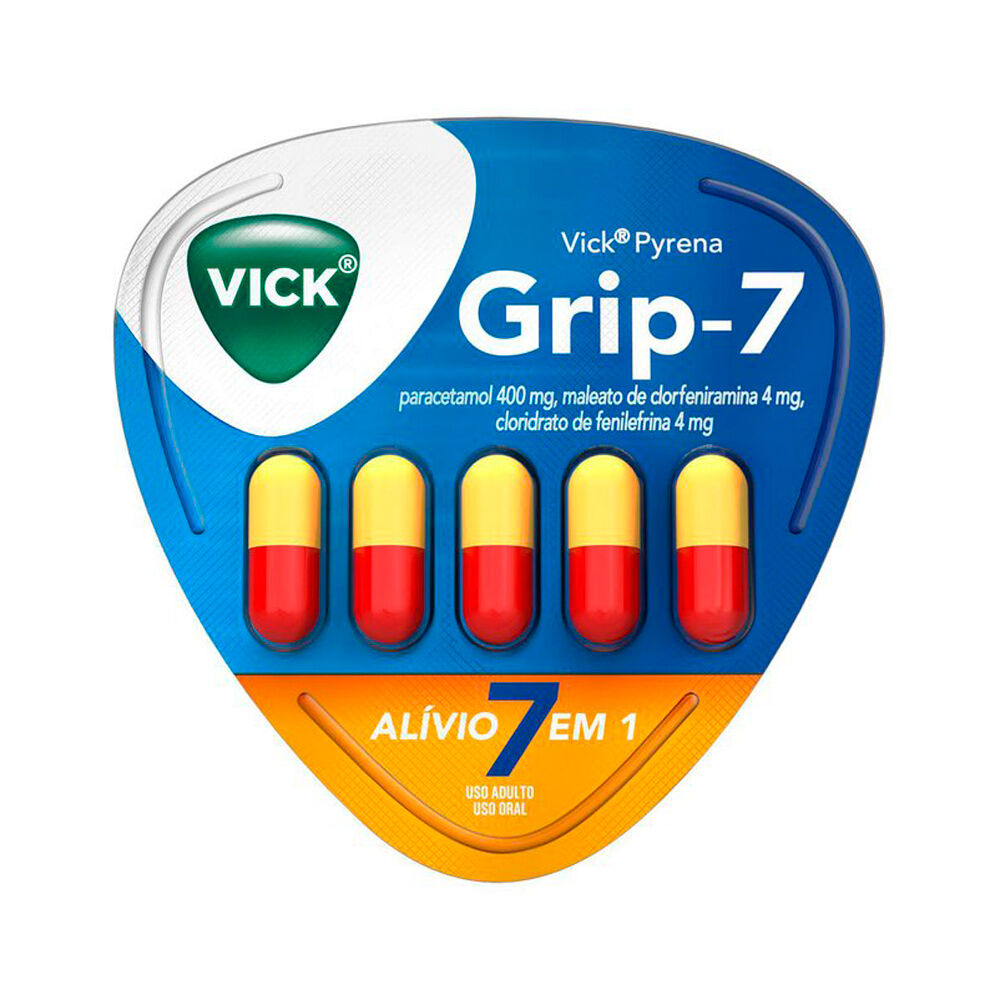 Vick Pyrena Grip-7 com 5 Cápsulas - Drogaria Araujo