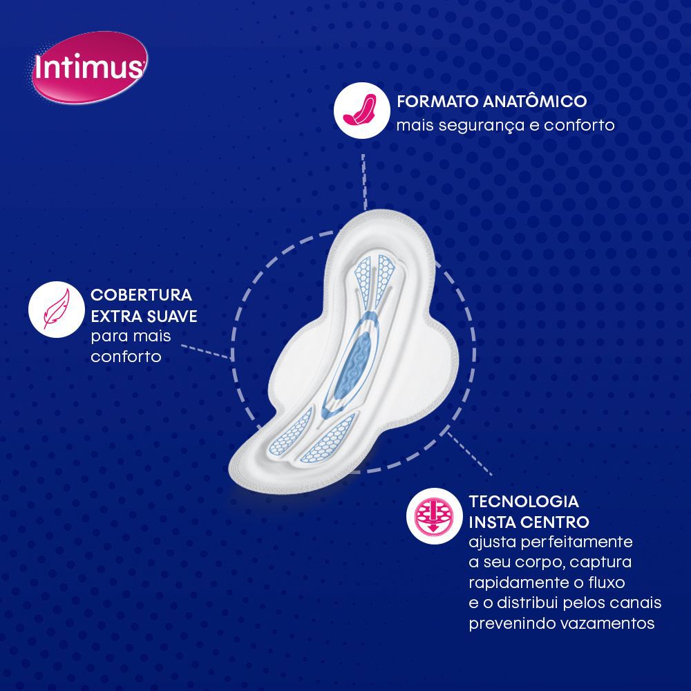 Absorvente Externo Intimus Noturno Cobertura Suave com Abas 30 Unidades ...